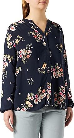 Only Carmakoma Caranita Ls Chemise Haut à Manches Longues, Ciel Nuit/AOP : Fleur, 44 Plus Femme