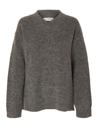 Selected Slfsia Ras Ls Knit Long V-Neck Noos