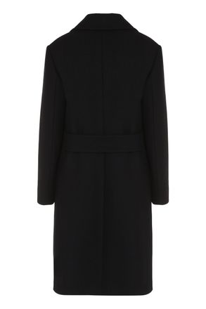 Prada Womens Coat Virgin Wool Blue Double Breasted & Peacoats