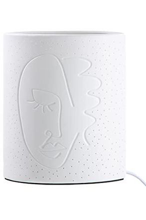 Gilde Tischleuchte Visione Porzellan wei&szlig; Gesichtsmotiv H&ouml;he 20,5 cm Design Beleuchtung Dekoration Wohnaccessoire