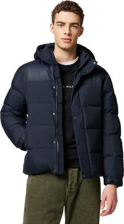 Tommy Hilfiger Herren Pufferjacke Mix Down Hooded Puffer Jacket mit Kapuze, Blau (Desert Sky), 3XL