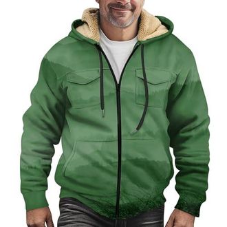 Generic Veste &agrave; capuche doubl&eacute;e en polaire pour homme avec fermeture &eacute;clair int&eacute;grale - Sweat &agrave; capuche chaud dhiver d&eacute;contract&eacute; - Sweat &agrave; capuche doux avec c