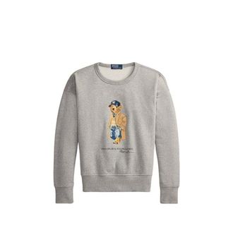 Polo Ralph Lauren Sweat ample col rond imprim&eacute; en coton m&eacute;lang&eacute;