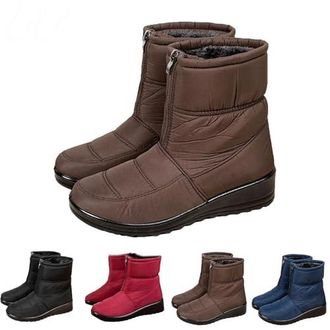 Generic Bottes de neige imperm&eacute;ables pour femme, chaudes et antid&eacute;rapantes, avec doublure en peluche, chaussures d&eacute;contract&eacute;es pour la marche, marron, 35.5 EU