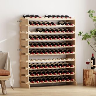 Soges Flaschenregal Weinregal Flaschen aus Holz mit 10 Etagen f&uuml;r 100 Flaschen, Wein Holzregal Weinst&auml;nder Flaschenst&auml;nder, 110 x 35 x 116,5 cm
