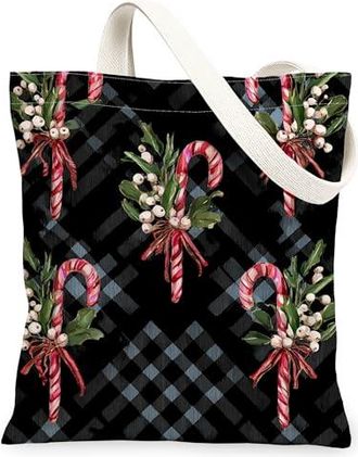 Generic Sacs fourre-tout en toile de sucre dorge r&eacute;utilisables, sacs vintage l&eacute;gers et lavables avec bandouli&egrave;re pour salle de sport, voyage, 33 x 38 cm