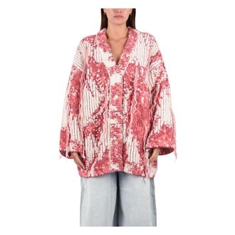 Laneus Cardigan Over en jacquard - Femme - Pulls - Rouge - Taille: 38 FR
