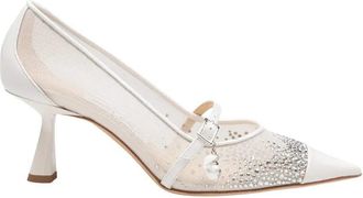 Jimmy Choo London Hohe Schuhe - Aren 65 Tkw Mesh And Leather Pumps - Gr. 37,5 (EU) - in Beige - f&uuml;r Damen