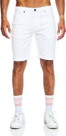 Jeel Herren Kurze Hosen - Slim-Fit Jeans-Shorts - 5-Pocket-Style - Stretch Herren-Shorts - Kurze Hose für Männer - Basic Washed - 8-Weiß - 40W