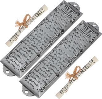 DOITOOL 2 St&uuml;ck 2 St&uuml;ck Metall Mezuzah 132mm mit Befestigungsl&ouml;chern J&uuml;disches Religi&ouml;ses T&uuml;rornament Dekorative Israelische Schriftrolle f&uuml;r Haust&uuml;r und Wohn