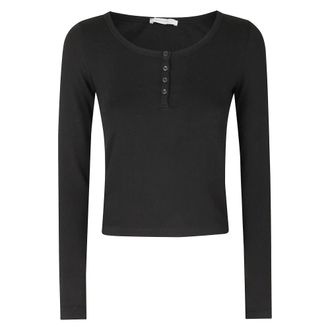 Low Classic LOW Classic - T-shirt &agrave; manches longues et col Henley - Femme - Tops - Noir - Taille: 40 FR