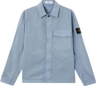 Stone Island Homme, Vestes, Bleu, Taille: S Stretch Cotton Twill Overshirt
