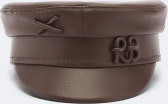 Ruslan Baginskiy Casquette gavroche en cuir &agrave; logo