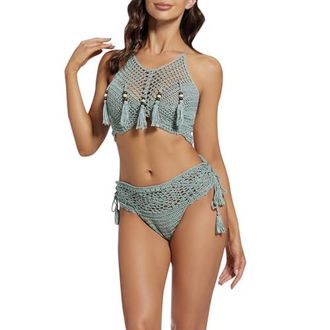 Generic Maillot de Bain Femme Robe de Plage Crochet Sarongs en Crochet &Eacute;t&eacute; Plage Couvrir Sexy V-Cou Bikini Cover Up Boh&egrave;me Sexy Beachwear Femmes