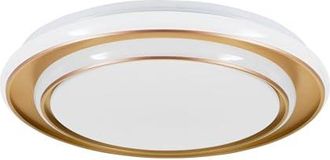 Eglo LED Deckenleuchte Moschetta, runde Deckenlampe mit Fernbedienung, Flur Lampe Decke, Schlafzimmerlampe aus Metall in Gold und Kunststoff in Wei&szlig;, warmw