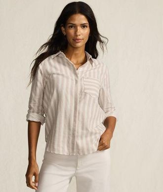 Lands End Hemdbluse im Leinenmix, Damen, Größe:50 plus, Pink, Baumwolle/Leinen/Baumwoll-Mischung, by Lands End