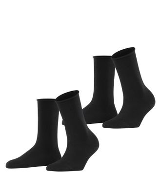 Esprit Damen Socken Basic Pure Multipack W So Baumwolle einfarbig 2 Paar, Schwarz Black 3000, 39-42