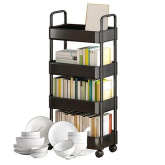 Generico Rollwagen-Organizer, Rollwagen mit R&auml;dern, kleiner Rollwagen, 3/4 Ebenen mit Griff und R&auml;dern, multifunktionaler Aufbewahrungswagen f&uuml;r K&uuml;che und Wohn