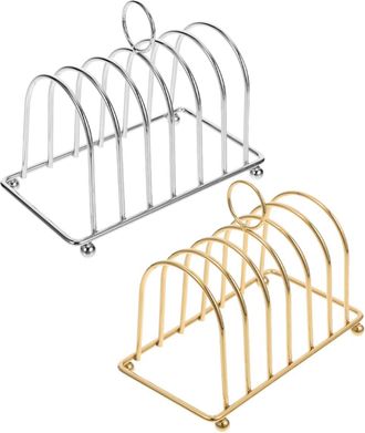 Luxshiny 2 Stück Toastbrothalter mit Fächern Vielseitiges Brot und Toastständer Kühlgestell für Frühstück Eleganter Desktop Organizer in Natur und Goldfarbe Ei