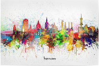 artboxONE Poster 90x60 cm Städte Hannover Skyline Artistic - Bild Hannover City Cityscape