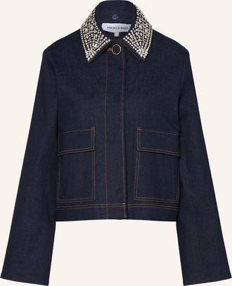 Veronica Beard Jeansjacke Barrington Mit Schmucksteinen blau