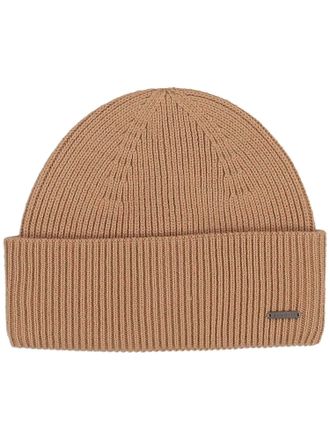 Bugatti Beanie | Signature-Flag | OneSize | Unifarben | Mit Wollanteil Camel