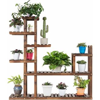Costway Costway - Pflanzenregal Blumenregal, Blumenstaender Holz, Blumentreppe Garten, Pflanzentreppe mehrstoeckig, Holzregal 7 Etagen / 120 x 25 x120 cm