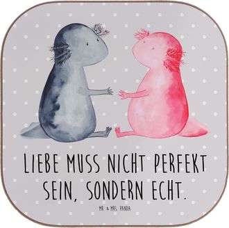 Mr. & Mrs. Panda Untersetzer f&uuml;r Gl&auml;ser Axolotl Liebe - Geschenk, Coaster, Valentinstag, Tassen, gl&auml;seruntersetzer, Tischuntersetzer, Lurch, Tasse