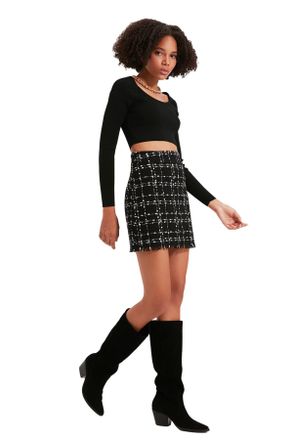 Trendyol Trendyol Womens Damen Gerade Mini Stift Eine Linie Rock Skirt, Black, 38