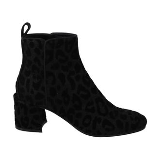Dolce & Gabbana Leopardenmuster Blockabsatz Stiefeletten - - Shoes - Damen - Schwarzk - 36 1/2 EU