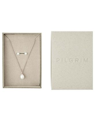 Pilgrim Evena - Coffret cadeau avec collier et boucles doreilles en argent massif-Blanc