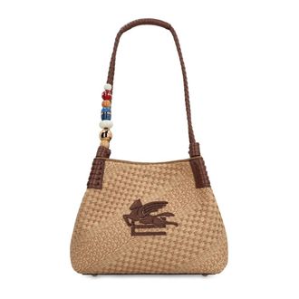 Etro Femme, Sacs, Beige, Taille: ONE Size Sac shopping Pegasus en raphia tress&eacute;