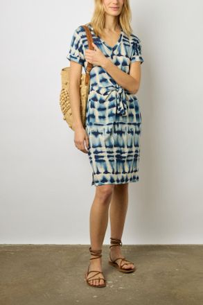 Gerard Darel Robe courte imprim&eacute; mexicain en coton m&eacute;lang&eacute; - ELITA - Indigo