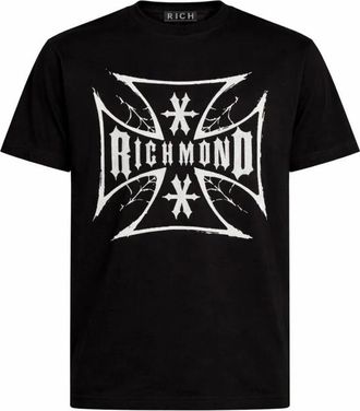 John Richmond Homme, Tops, Noir, Taille: XS T-shirt Graphique Logo Iconique
