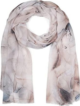 styleBREAKER Foulard pour femme avec motif marbré noble et franges courtes, foulard léger dans des couleurs pastel, étole 01016219, couleur:Marron clair