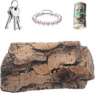 Generic Gef&auml;lschter Schl&uuml;sselstein, simulierter Schl&uuml;sselstein - Kreative Aufbewahrungsbox aus Harz au&szlig;erhalb Key Rock,Sieht aus wie Stein Hide-A-Spare-Key Ne