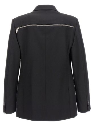 Off-white Logo-Embroidered Wool Blazer - Black