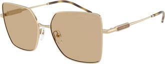 Emporio Armani Lunettes de soleil carr&eacute;es en m&eacute;tal - Femme - Accessoires - Jaune - Taille: 56 MM