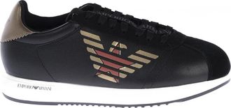 Emporio Armani Homme, Chaussures, Noir, Taille: 41 1/2 EU Leather Logoed Baskets