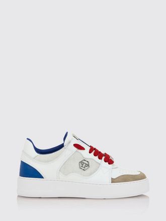 Philipp Plein Baskets basses en cuir et su&egrave;de bicolores avec logo Hexagon