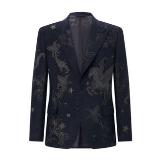 Etro Blazer en jersey trait&eacute; - Homme - Vestes - Bleu - Taille: M