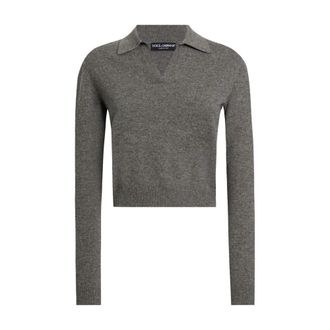 Dolce & Gabbana Stylischer Polo Sweater - - Knitwear - Damen - Grau - S