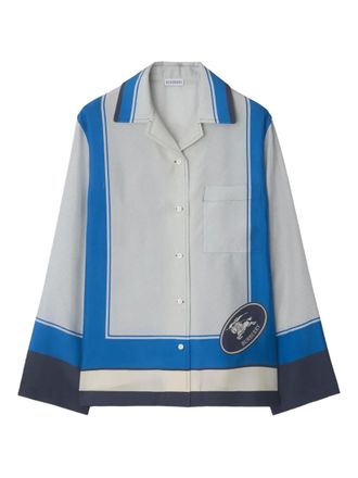 Burberry EDK Seidenhemd mit Stempel - Grau