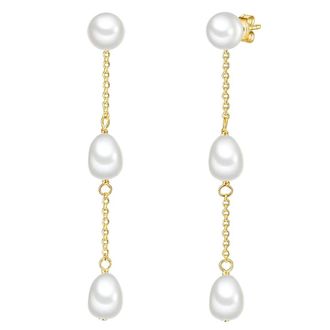Valero Pearls Ohrringe - Sterling Silber Perlen-Ohrh&auml;nger S&uuml;&szlig;wasser-Zuchtpe - Gr. unisize - in Gold - f&uuml;r Damen