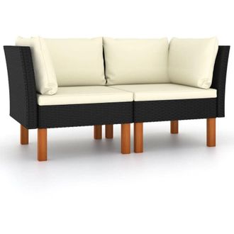 vidaXL Canap&eacute;s dangle 2pcs R&eacute;sine tress&eacute;e et bois deucalyptus massif