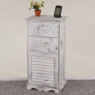 Mendler Kommode Schrank, 81x40x32cm, Shabby-Look, Vintage - weiß