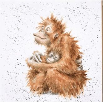 Wrendale Designs Orang-Utan-Druck auf wei&szlig;er quadratischer Leinwand 20 cm Orangutangle