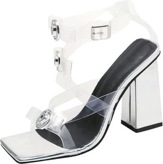 Generic 2026 Bureau Femmes Dames Strass Bow Transparent Chaton Talons Plateforme Brevet Bloc Talon Bloc Soir&eacute;e F&ecirc;te Satin Bride de Cheville Demoiselle dhonneu