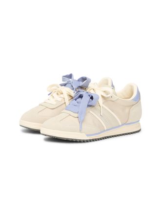 Tommy Jeans Keilsneaker TOMMY JEANS TJW LOW PROFILE RUNNER, Damen, Gr. 36, beige, hellblau, Leder, Lederimitat, Textil, Schuhe, Freizeitschuh, Schn&uuml;rschuh, Halbsc