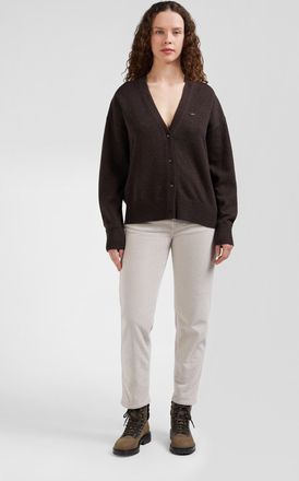 Eden Park Cardigan En Laine Et Coton Marron Coupe Relaxed